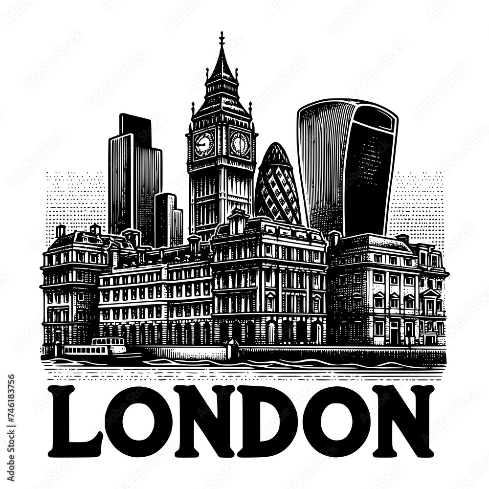 cityscape of london city with background building architecture sketch ...