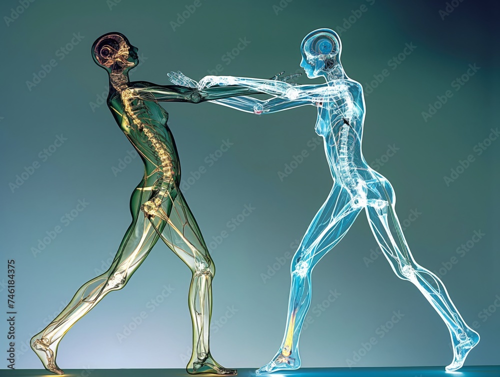 Interaction between two humans - women - as imagined with X-ray vision ...