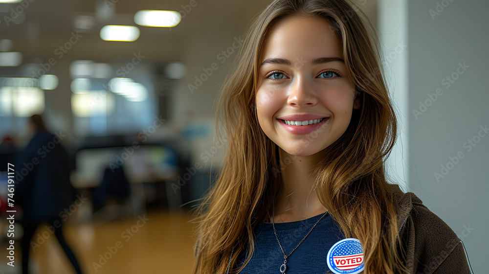 Smiling and confident female office associate - close-up shot - open ...