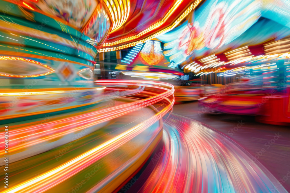 Fairground Rides: Design scenes of colorful fairground rides in motion ...