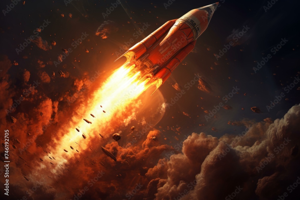 Innovative Rocket ship startup. Booster design. Generate Ai Stock Photo ...