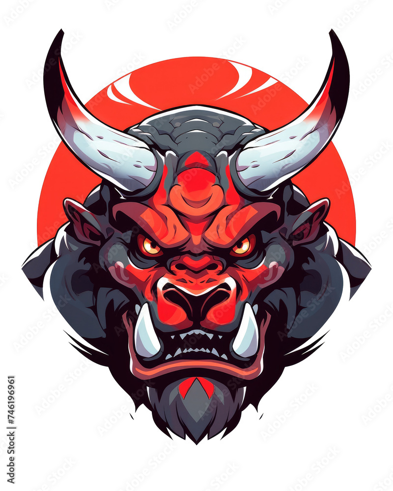 monster bull face character isolated on transparent background. t-shirt ...