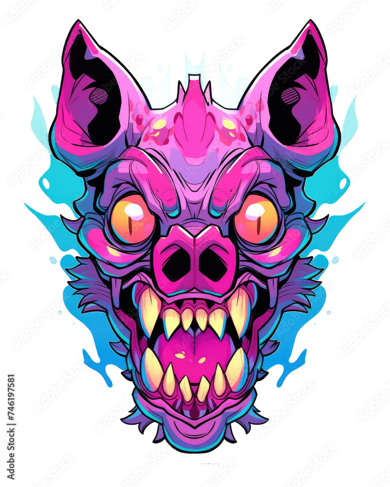 pig monster face character isolated on transparent background. t-shirt ...