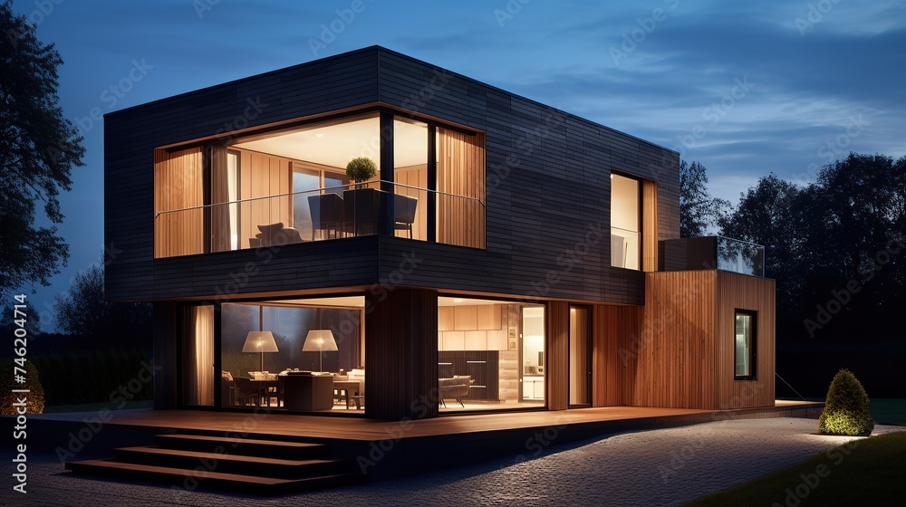 Modern design architecture, visualization of a modern style house ...