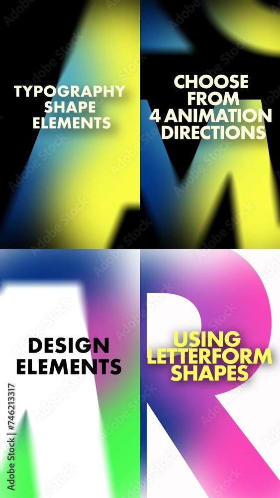Vertical Typography Shape Elements with 4 Animations Stock Template ...