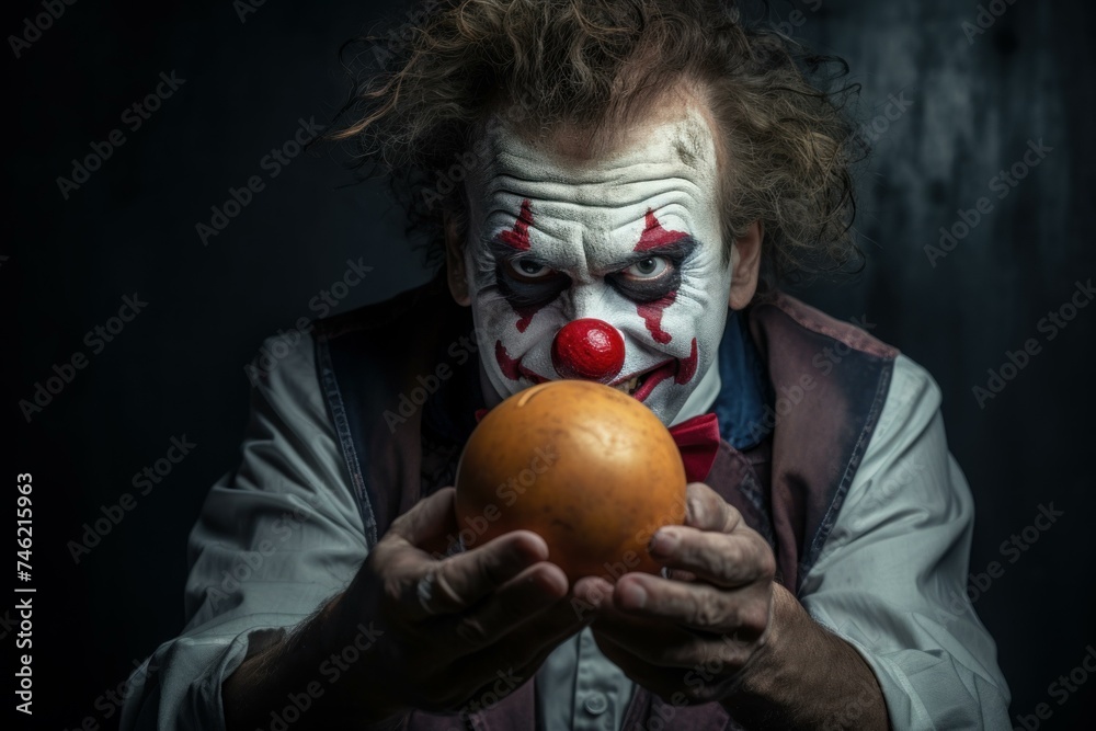 Eerie Scary clown horror. Angry face. Generate Ai Stock Photo | Adobe Stock