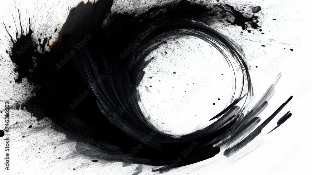 Abstract black ink paint splash spatter splotch splat splatter swirl ...