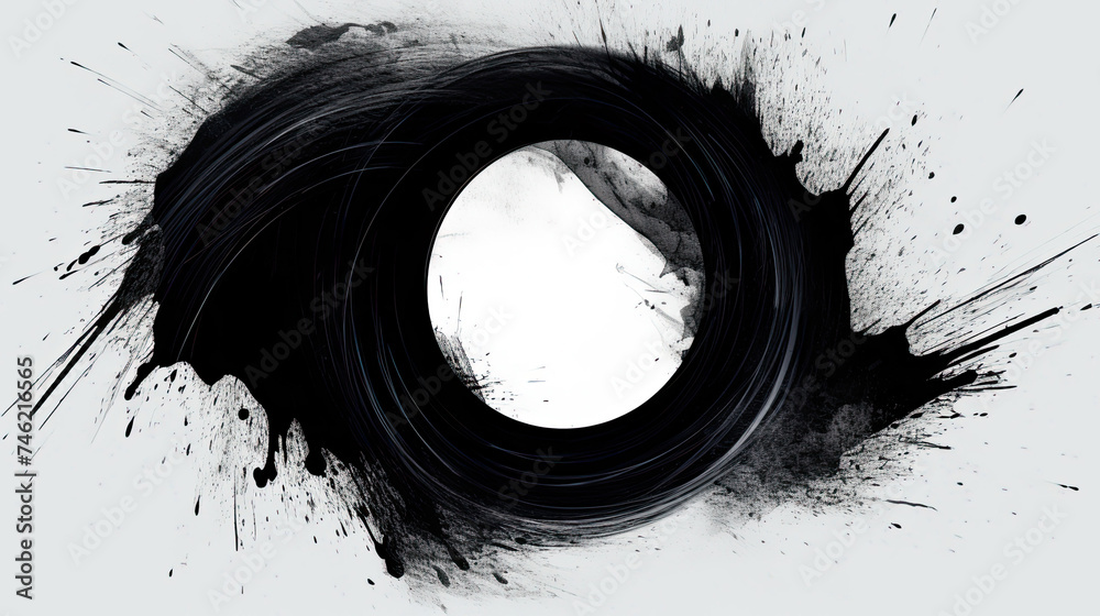 Abstract black ink paint splash spatter splotch splat splatter swirl ...