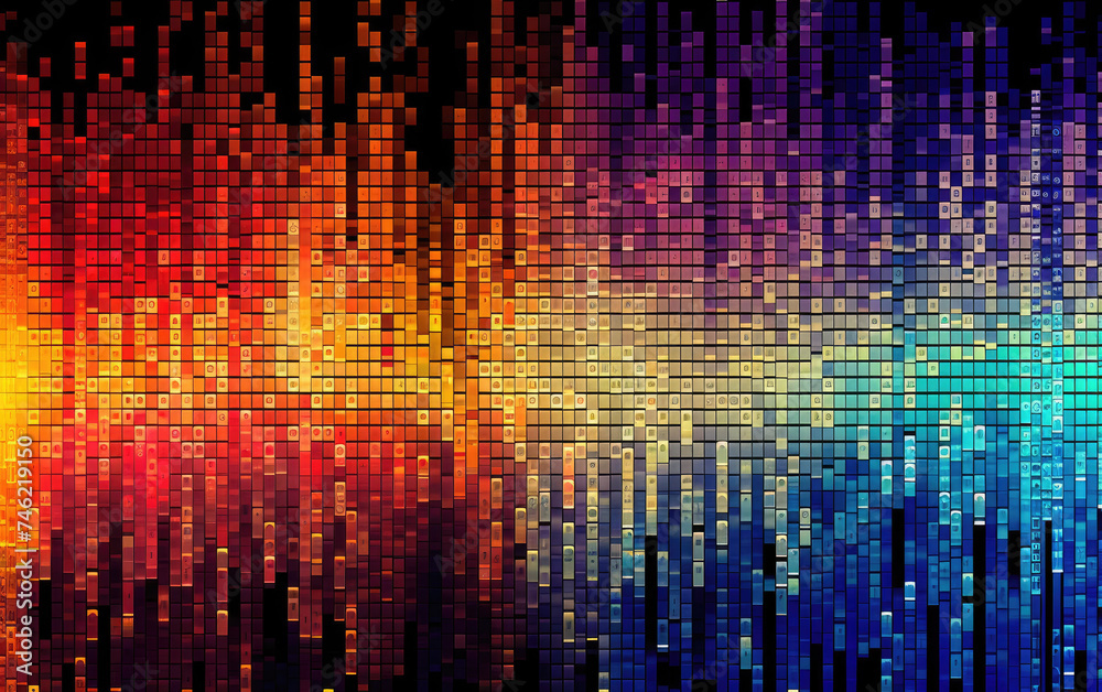 abstract digital futuristic scifi background squares with lights ...