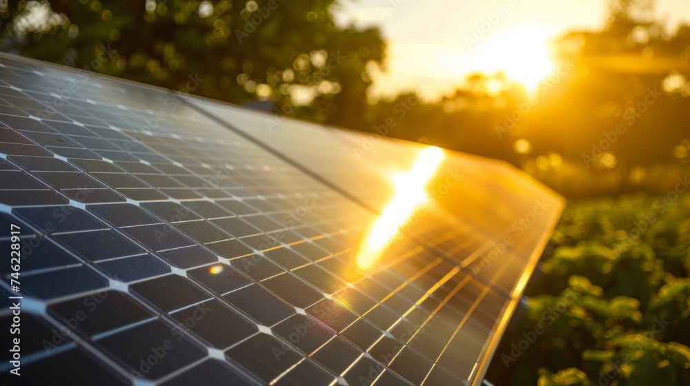 The sun shines down on rows of solar panels powering the onsite ...