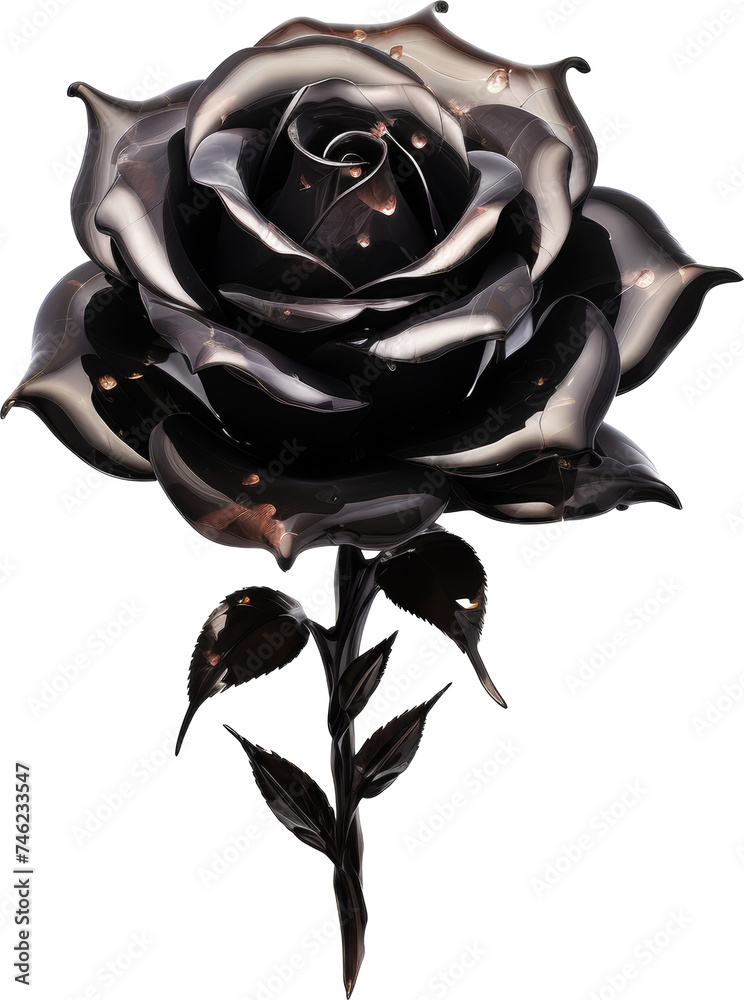 black rose,black crystal shape of rose,rose flower made of black ...