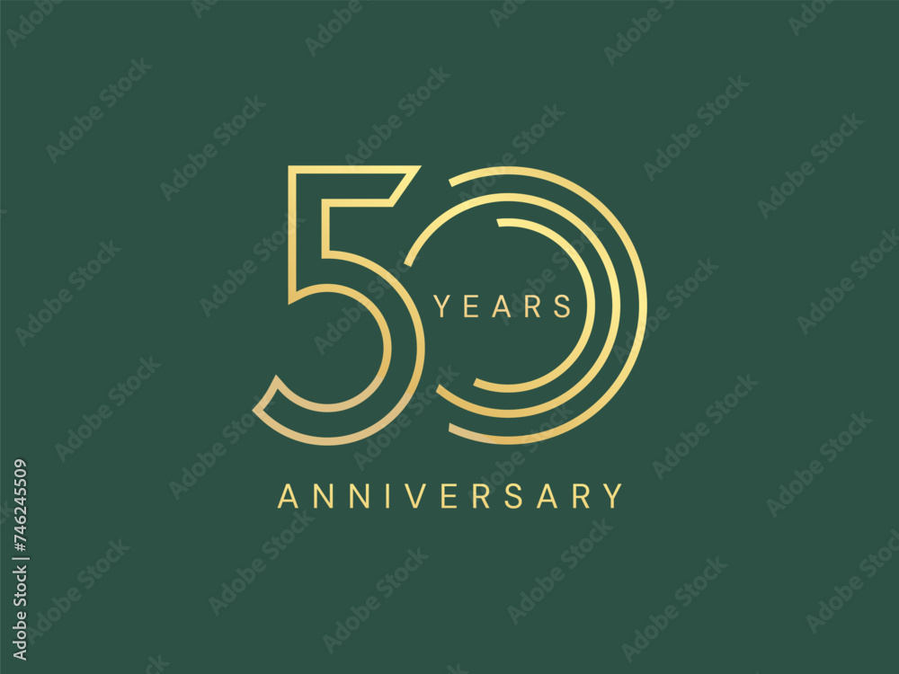 50th Anniversary with Line Numbers luxury gold celebration logo vector ...