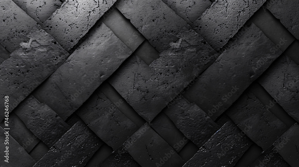 High-Resolution Dark Textured Wall - Black Interwoven 3D Panels with ...