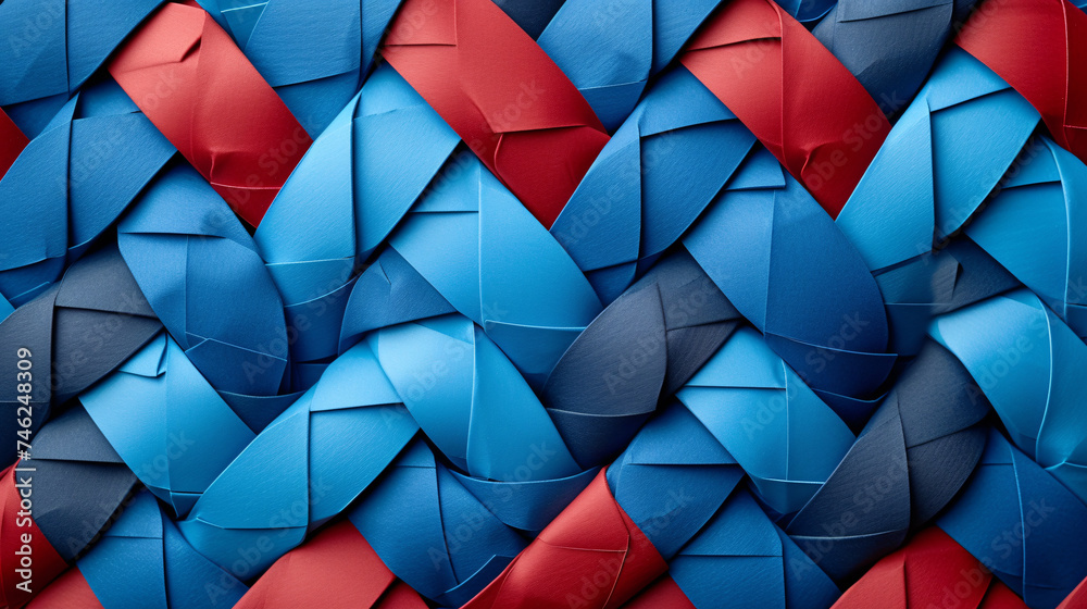 Vibrant Geometric Patterns: A Detailed Close-Up of Interwoven Red and ...