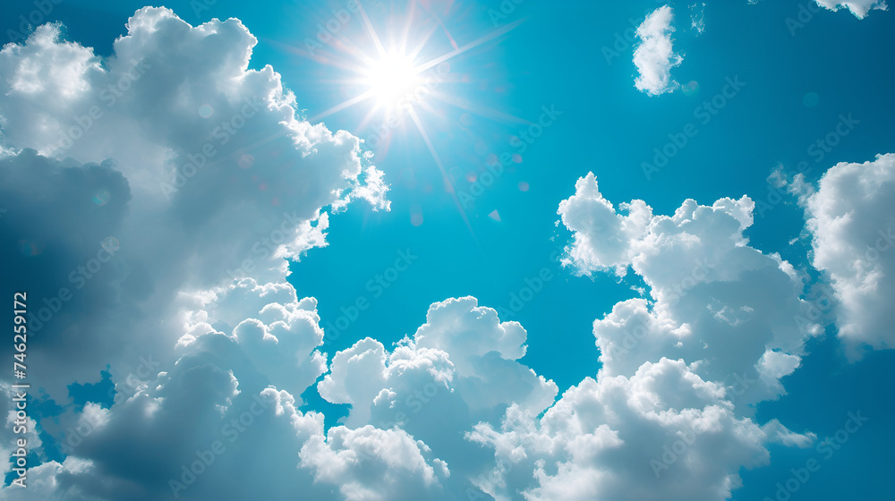 Blue sky background border, Seamless cloudy blue sky, ground spherical ...