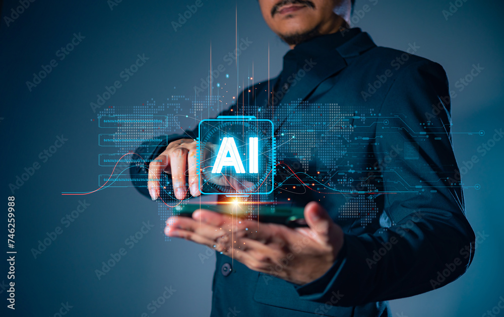 Ai technology system are artificial Intelligence, businessman show ...