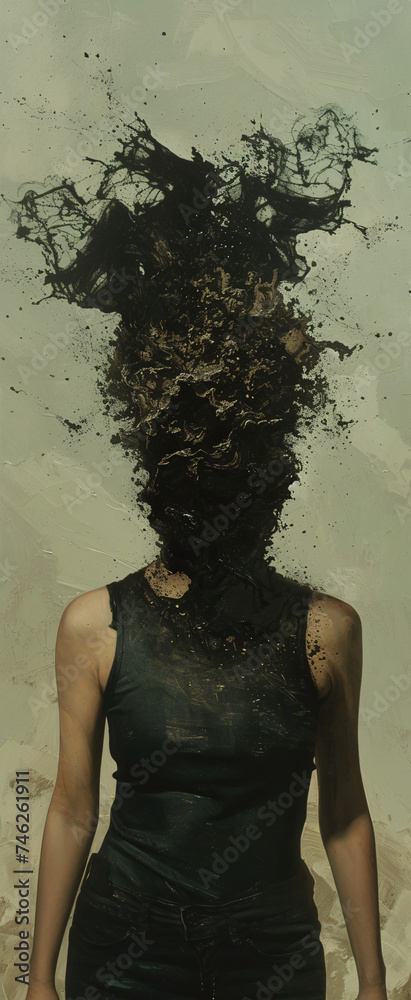 Abstract Artistic Representation: A Figure with Exploding Head in ...