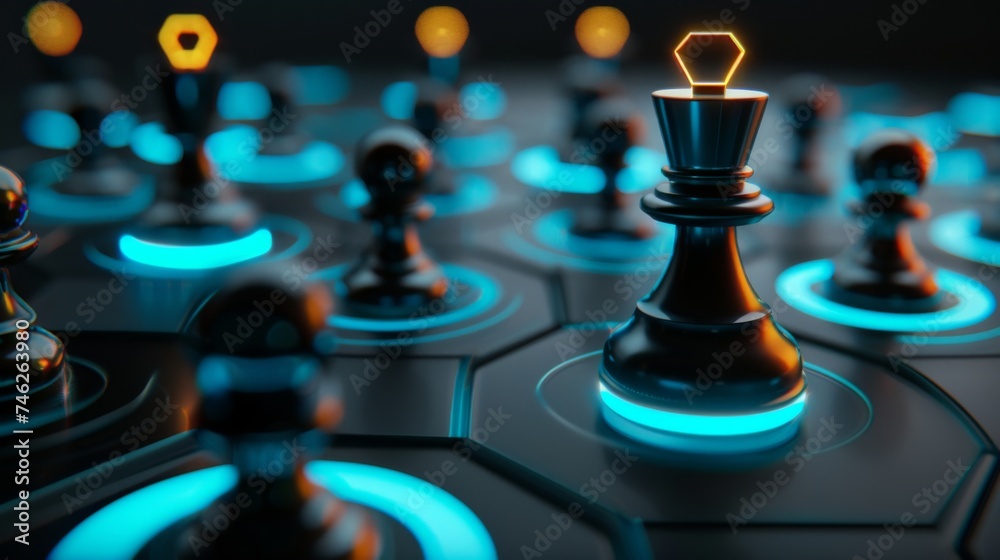 Detailed, minimalist 3D tech innovation scene, conceptual business ...