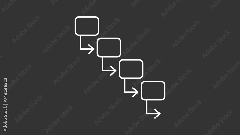 Waterfall model white line animation. Flowchart animated icon ... Waterfall model white line animation. Flowchart animated icon ...