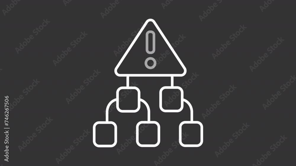 Flowchart error white line animation. Animated diagram icon. Technical ...