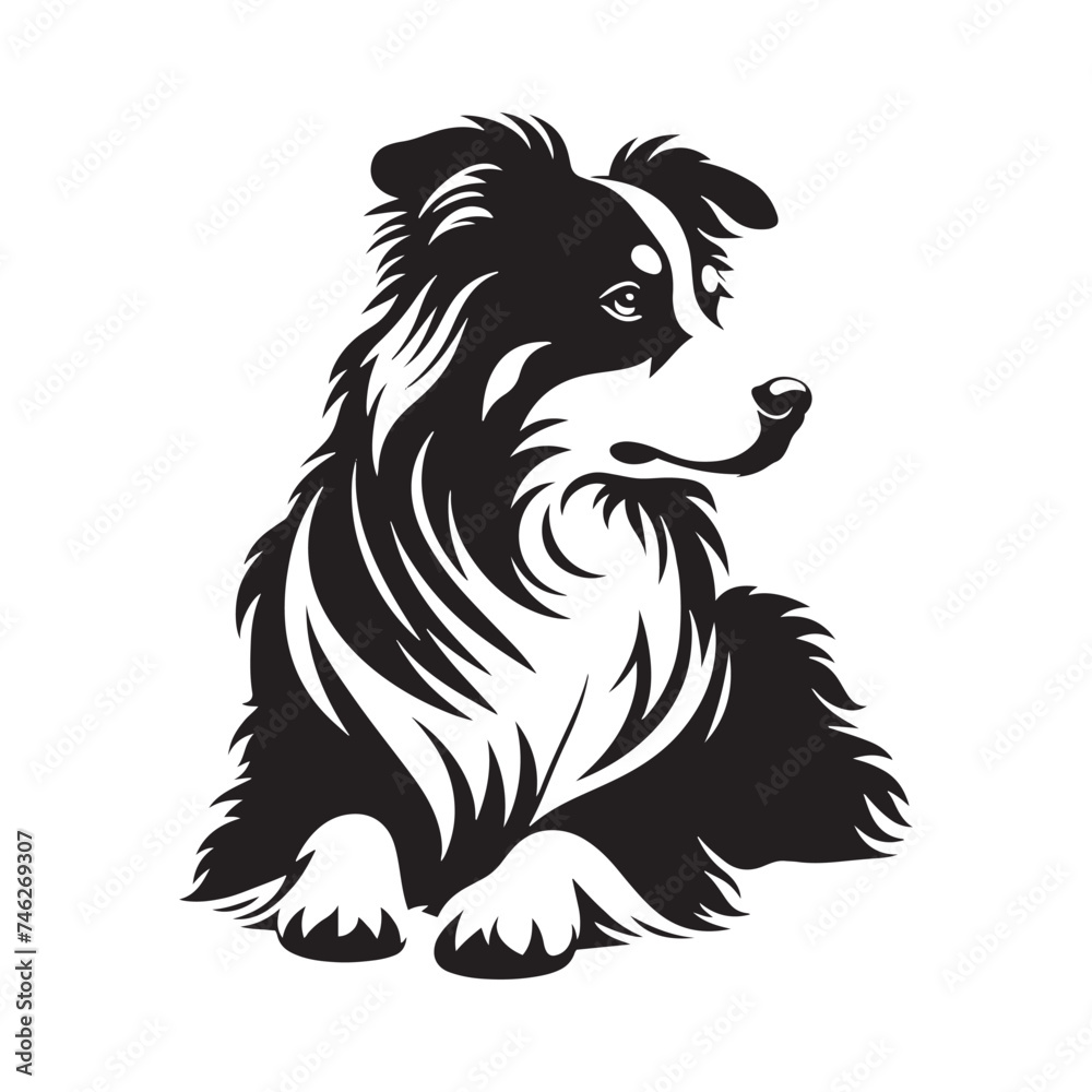 Graceful Herding: Vector Silhouette of Australian Shepherd - Capturing ...