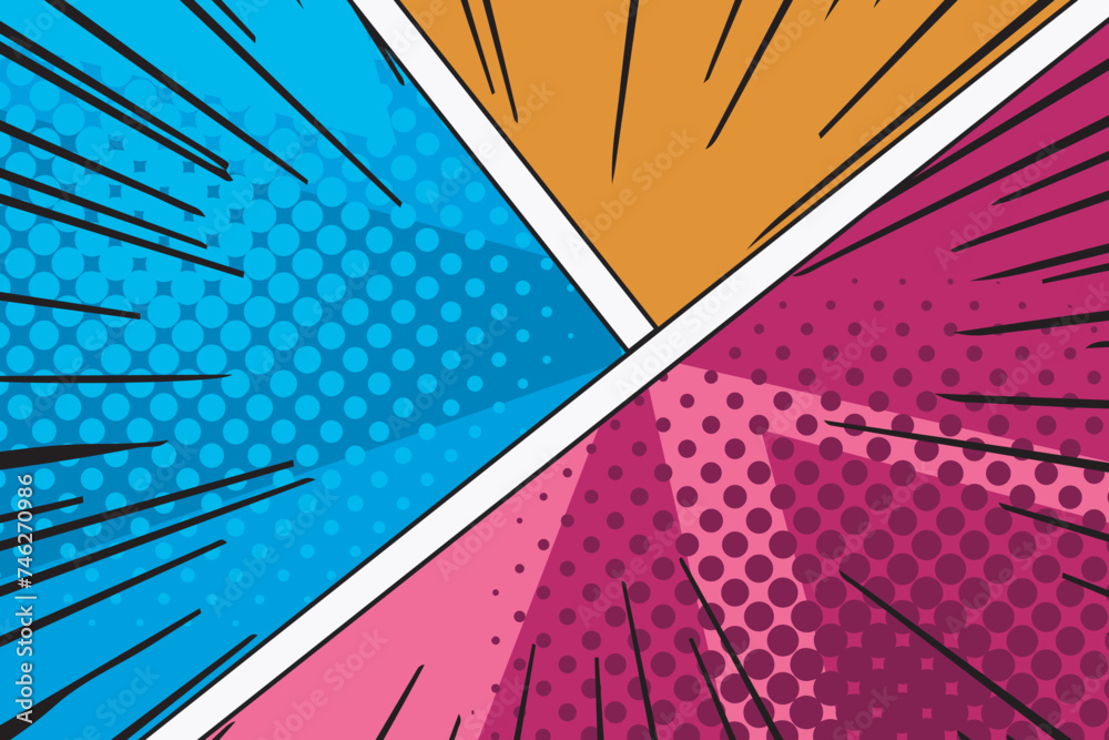 vector modern comic panels in various colors and angles, comic images ...