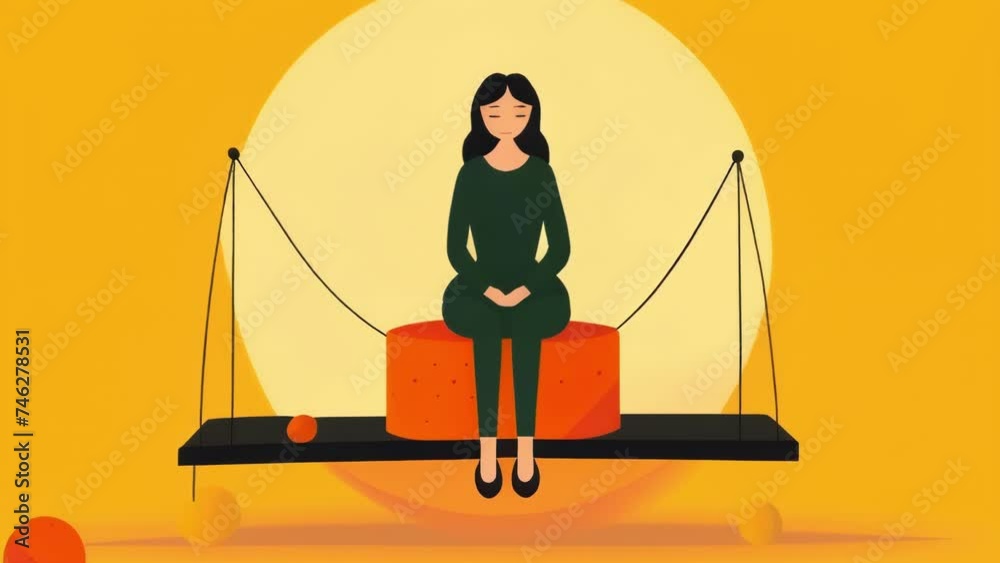 A person on a seesaw of emotions unable to find balance as it continues ...