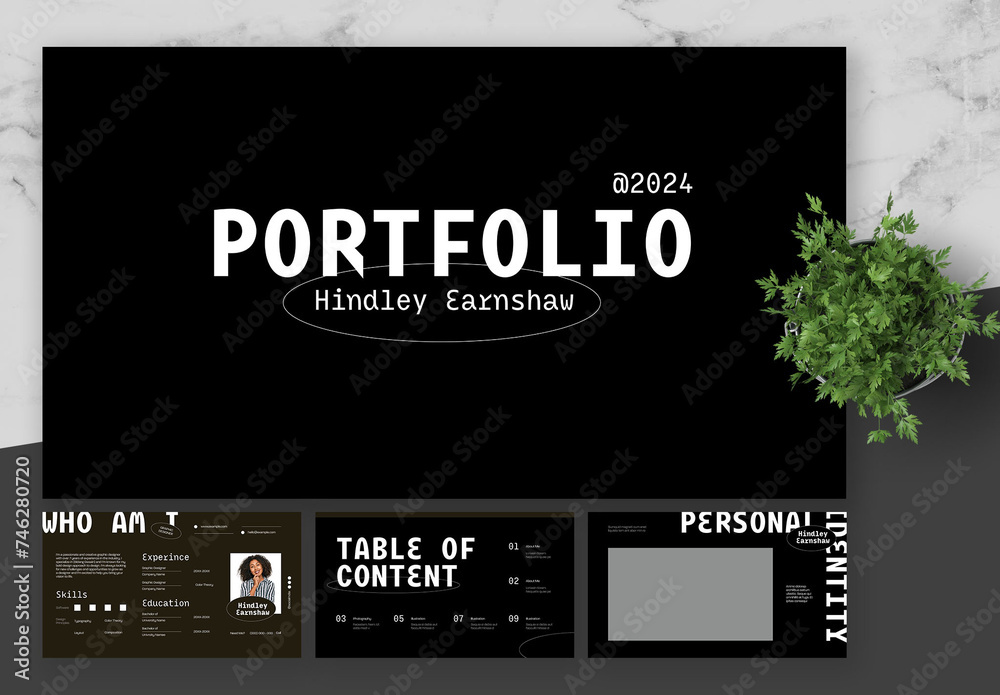 Black And White Brutalism Creative Designer Portfolio Stock Template ...