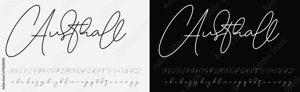Hand drawn vector alphabet. Modern monoline signature script font ...