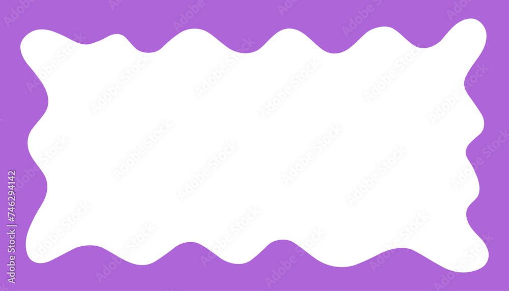 Wave rectangle frame. Doodle scalloped edge border with wavy pattern ...