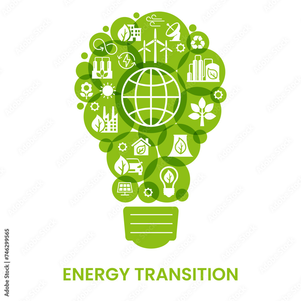 ENERGY TRANSITION. Transition to environmentally friendly world concept ...