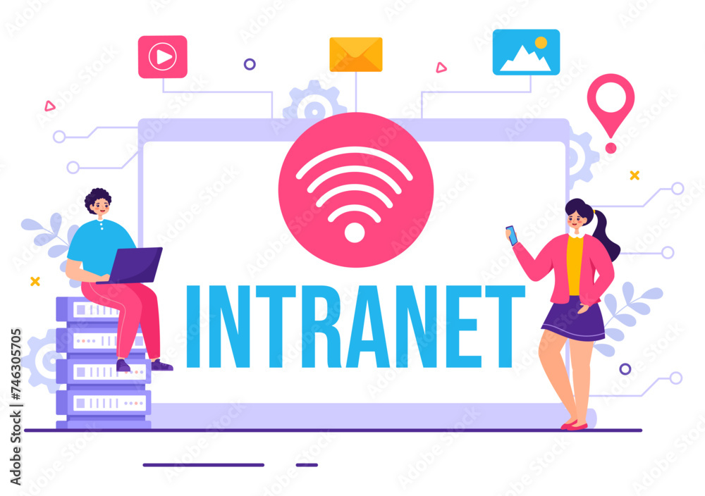 Intranet Internet Network Connection Technology Vector Illustration to ...