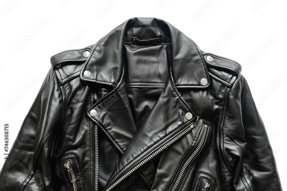 Black Leather Jacket. A black leather jacket is well crafted with ...