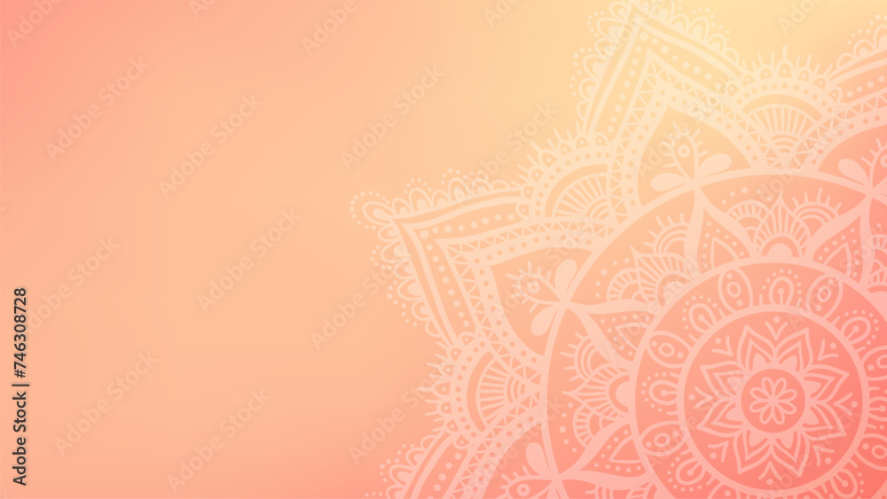 Round mandala on dreamy peach fuzz gradient background. Translucent ...