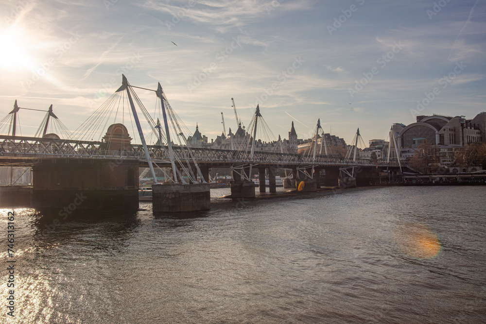 Poster London Hungerford Bridge and Golden Jubilee Bridges – Wall Art ...