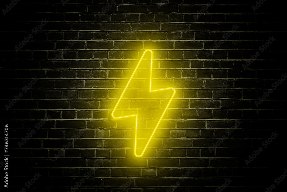 Strike a bold statement with a lightning neon sign illuminating a sleek ...