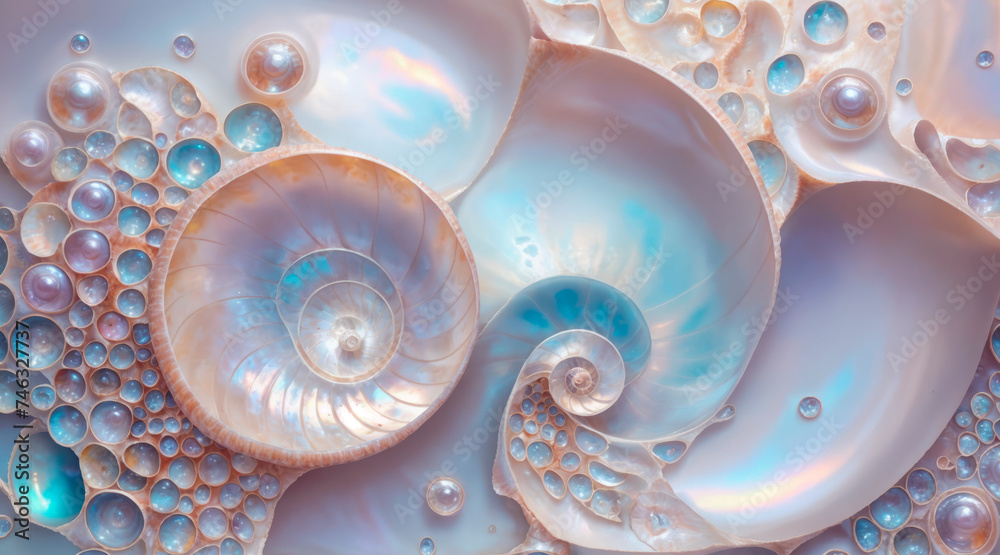 Beautiful mother-of-pearl background with shells and pearls Stock ...