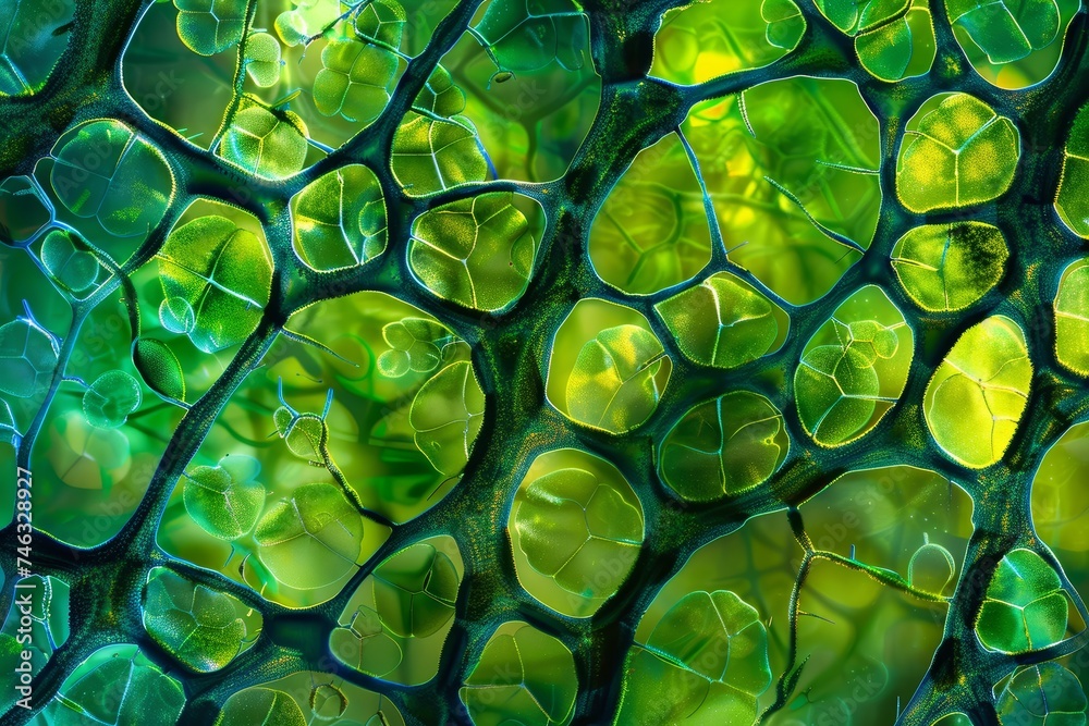 Stock photo of the intricate network in a leaf chlorophyll cells under ...