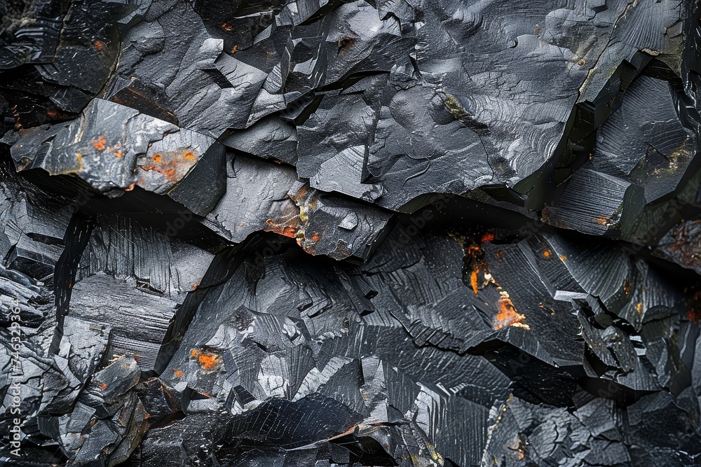 Stock photo showing the microstructure of a piece of coal revealing ...