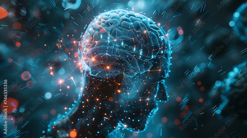 cyber space of social network technology, data ai analysis, cell of ...