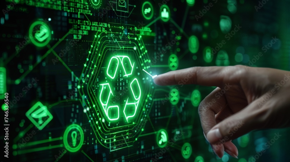 Recycling symbol and Environmental recycle reduce reuse, Hand of human ...