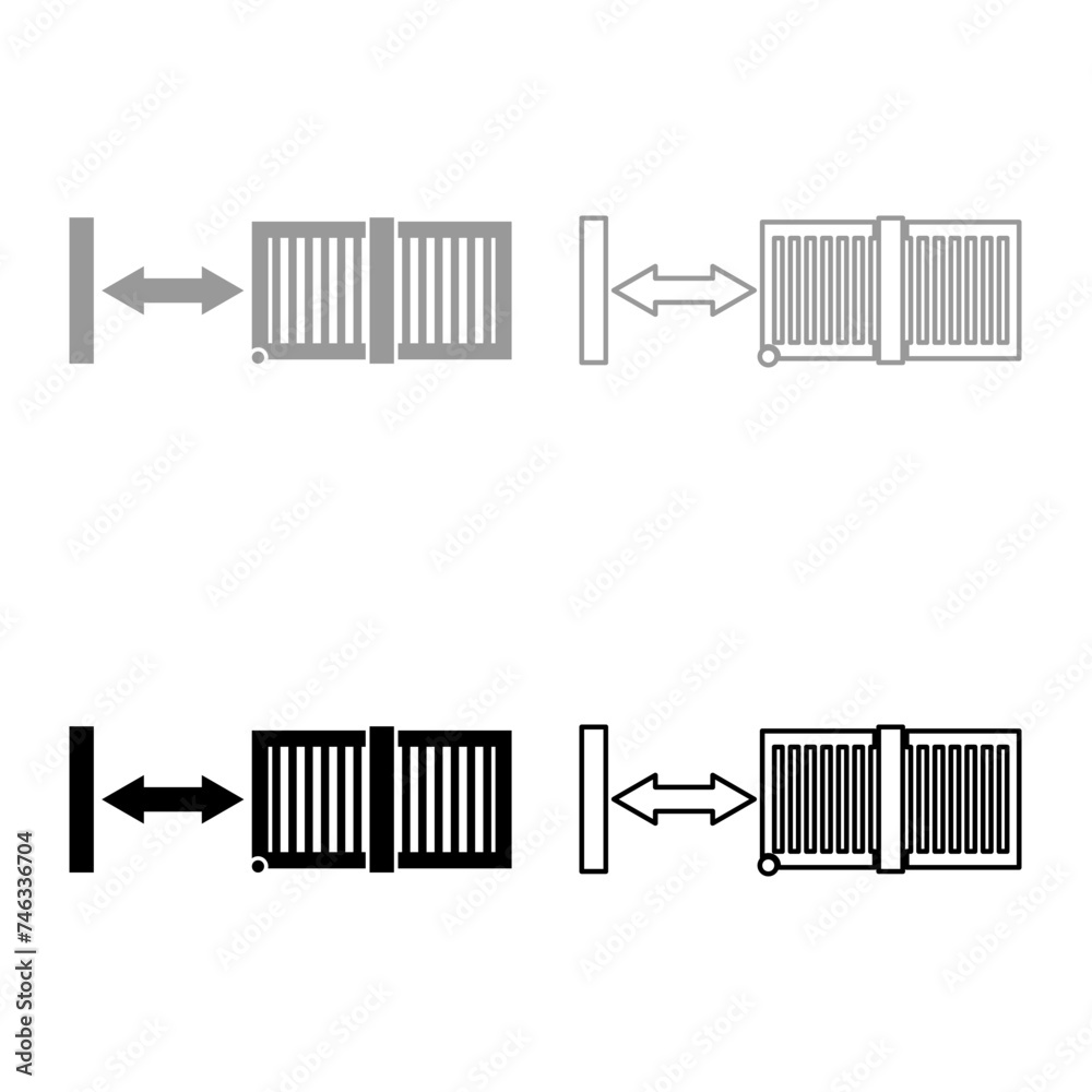 Sliding gates automatic lattice fence system entry enclosure set icon ...