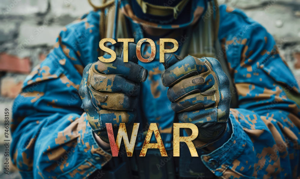 Powerful STOP WAR message depicted through clasped hands in solidarity ...