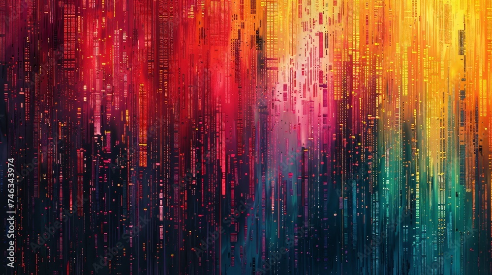 Illustrate the fusion of art and technology, where binary code creates ...