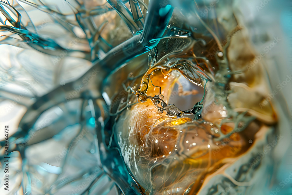 illustration human heart MRI focusing on the left ventricle and aortic ...