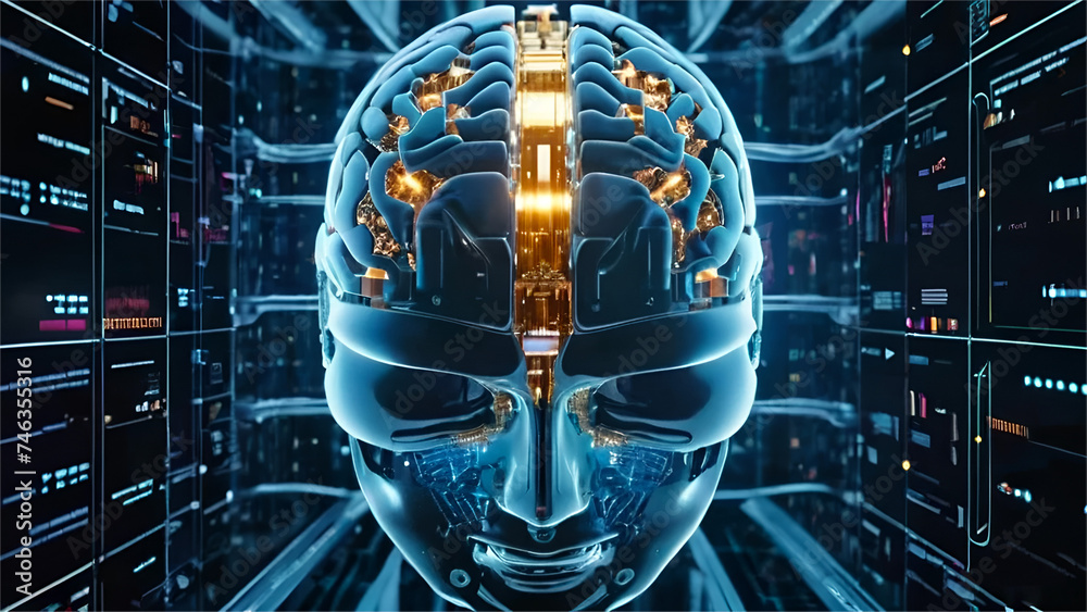 Foto de Artificial Intelligence Digital Brain bid Data. Animation of ...