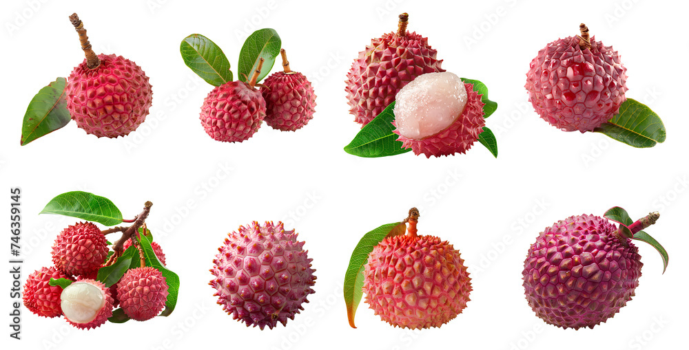Lychee fruit set PNG. Set of lychee fruit isolated. Lychee fruit PNG ...