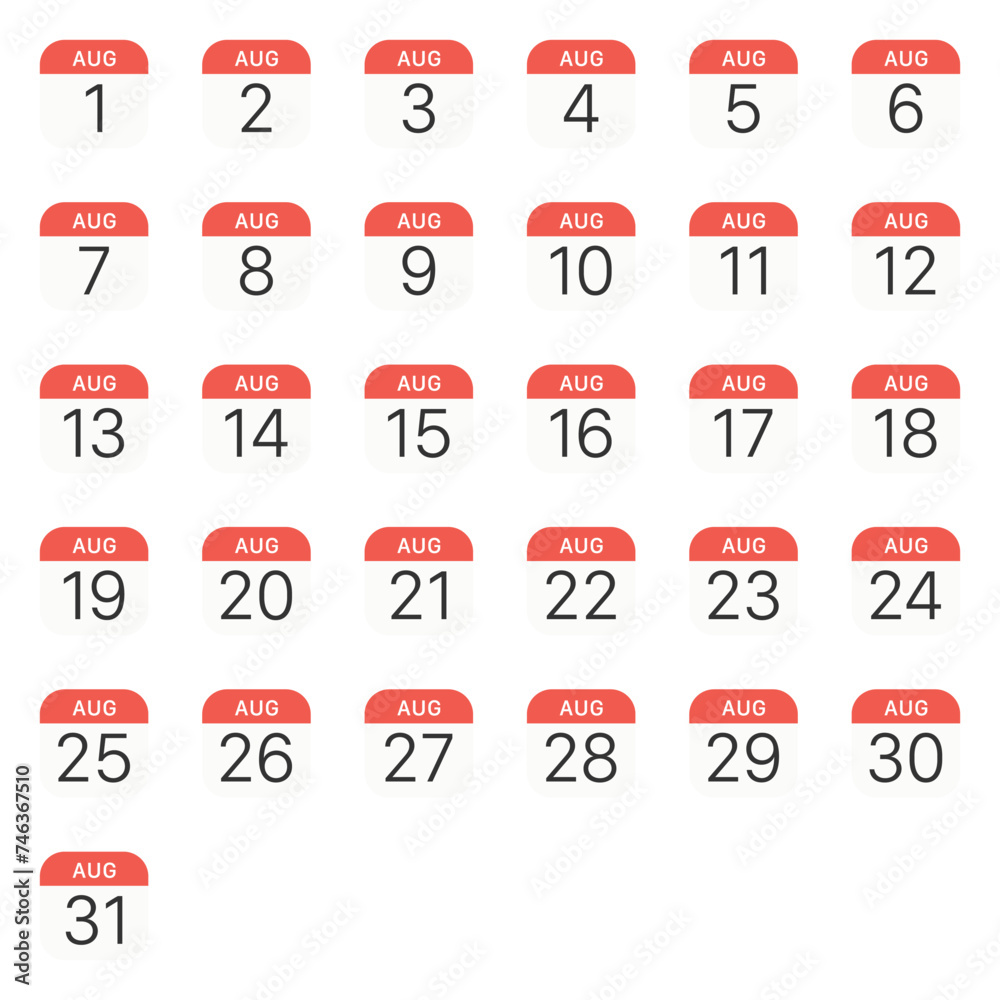 August calendar icon. Symbol modern, simple, vector, icon for website ...