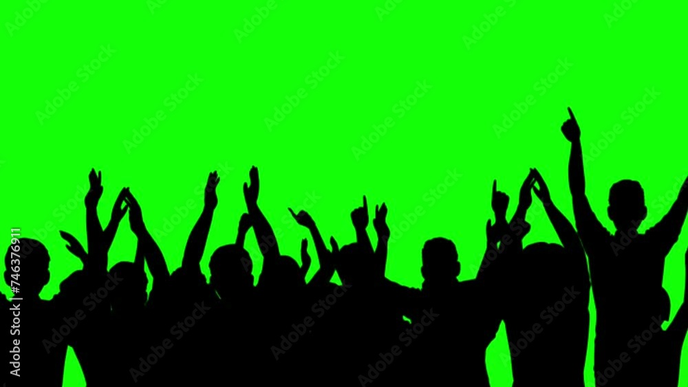 Crowd Silhouette Animation: Large Crowd of People Having Fun, Cheering ...