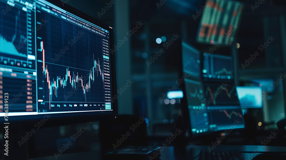 Dow Jones Industrial Average Equity Index Candlestick Chart on Monitor ...